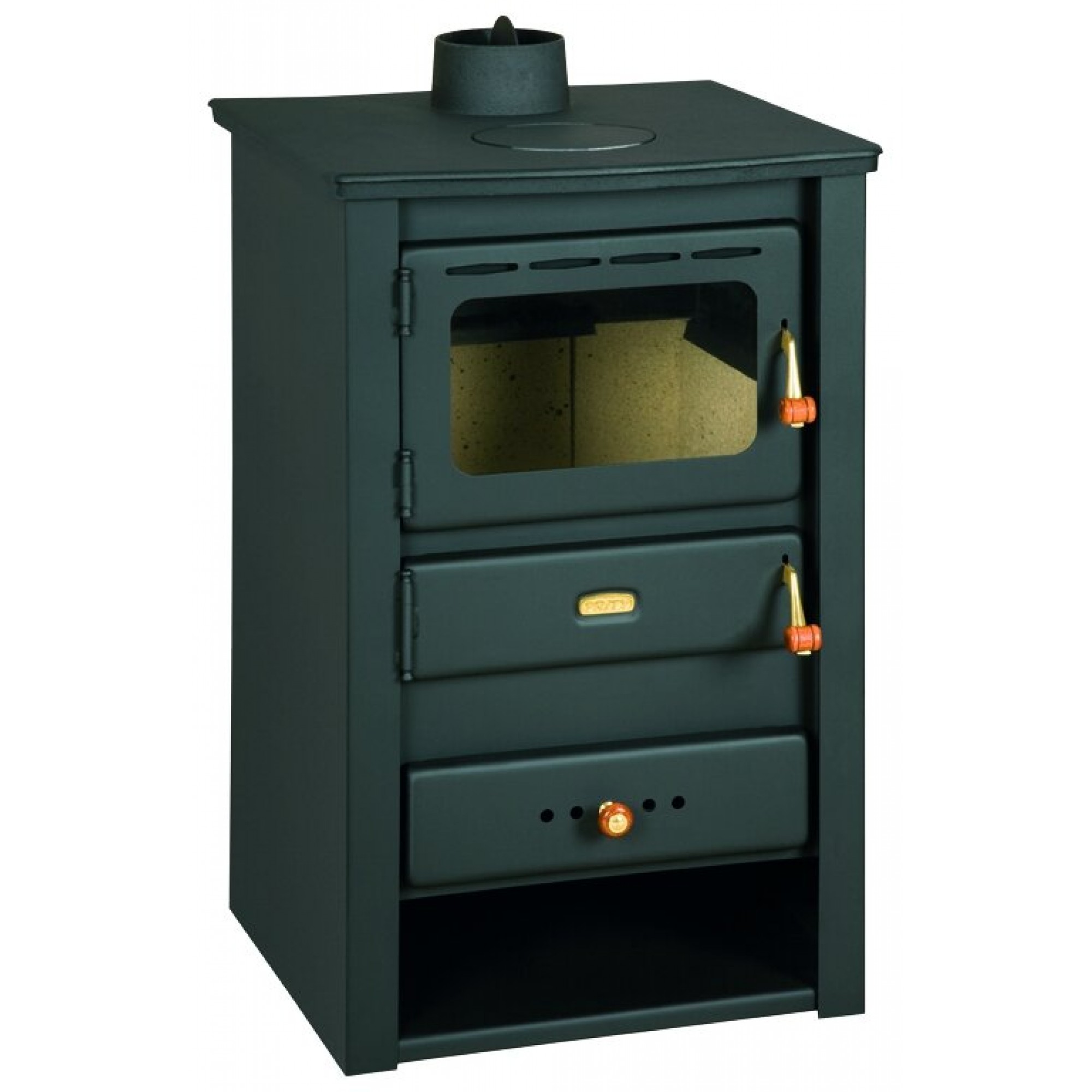 ᐉ Kaminofen, Holzofen Prity, Modell K22 CP, Obere Platte aus Gusseisen, Leistung 10.4kW ...