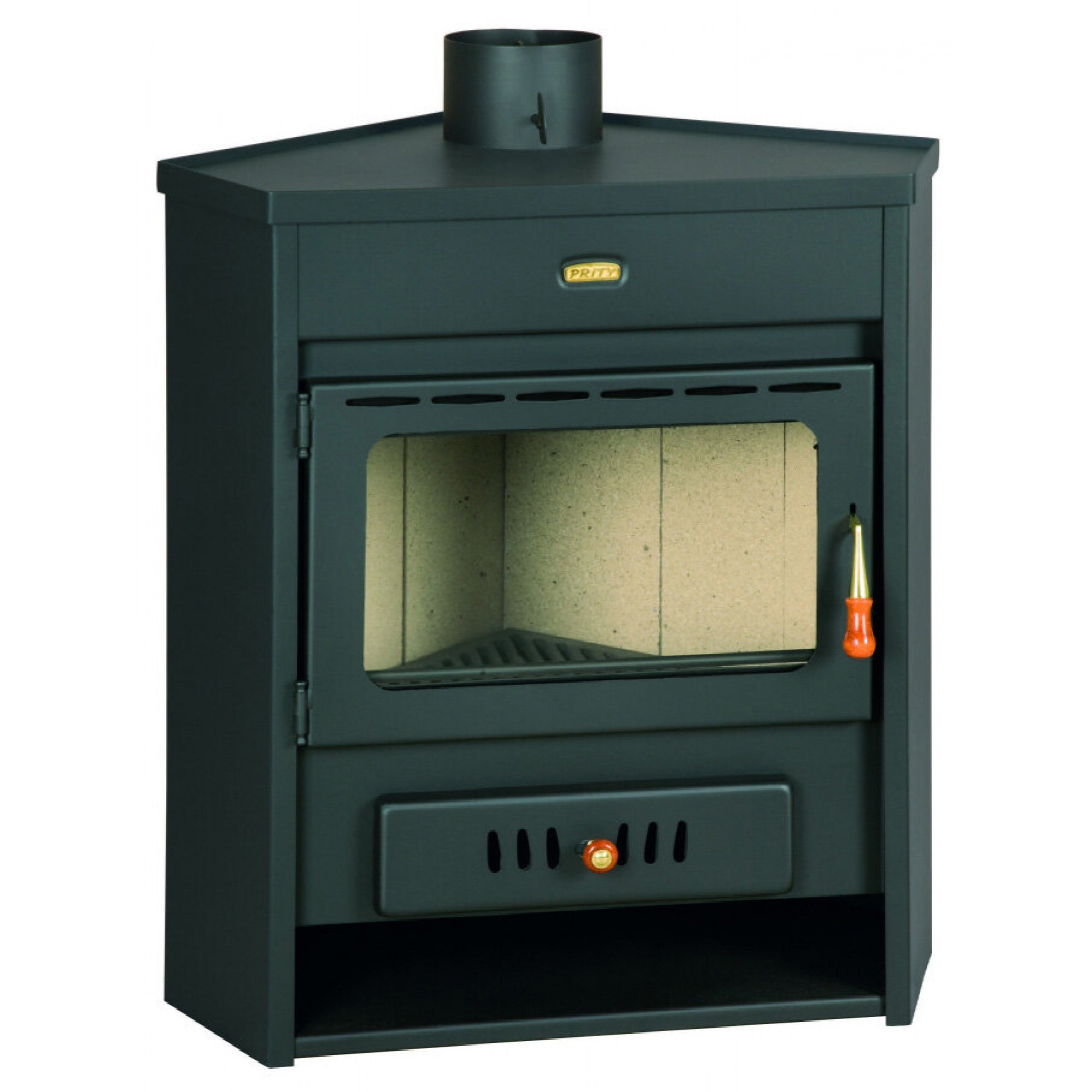 ᐉ Kaminofen, Holzofen Prity, Modell AM, Leistung 12.1kW, Eckplatzierung | BalkanEnergy.DE